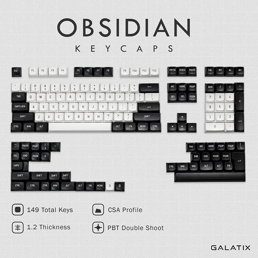 Jual KEYCAPS Hitam Putih CSA PROFILE DOUBLE SHOOT PBT KEYCAP Black ...