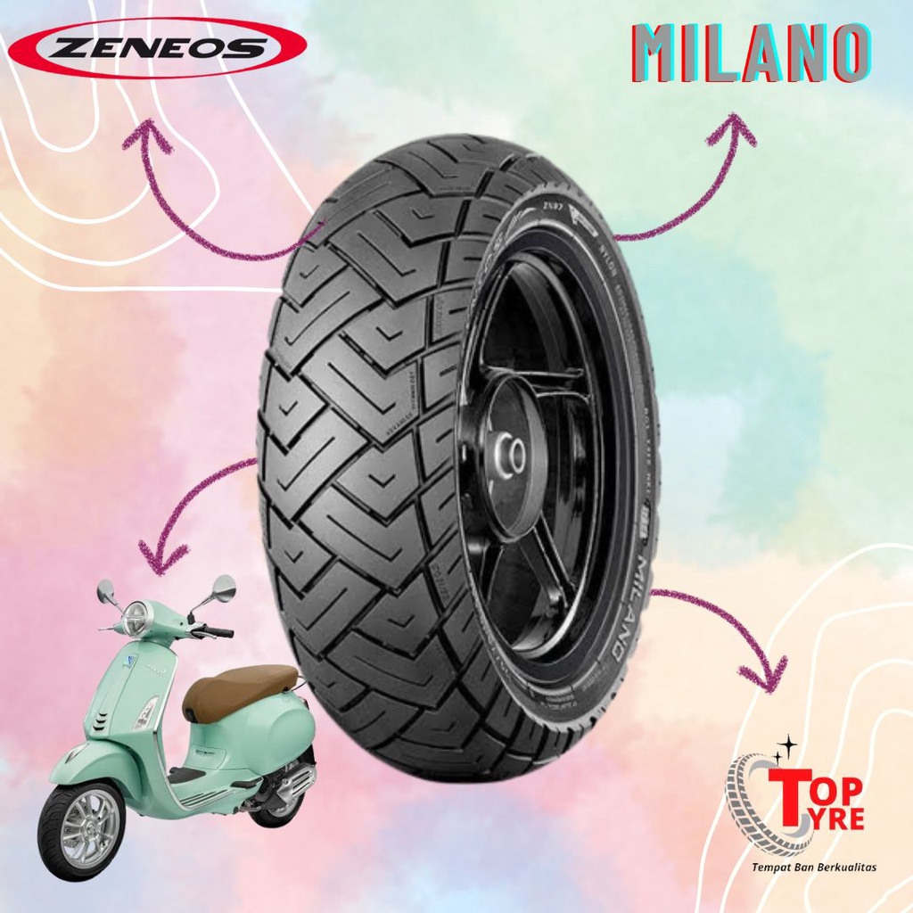 Jual BAN MOTOR VESPA RING 10 // ZENEOS MILANO 120/70-10 TUBELESS // BAN ...