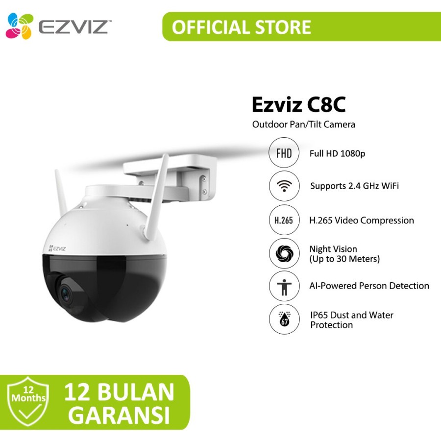 Jual EZVIZ C8C Outdoor Pan Tilt Wireless IP Camera Colorvu PTZ Kamera ...