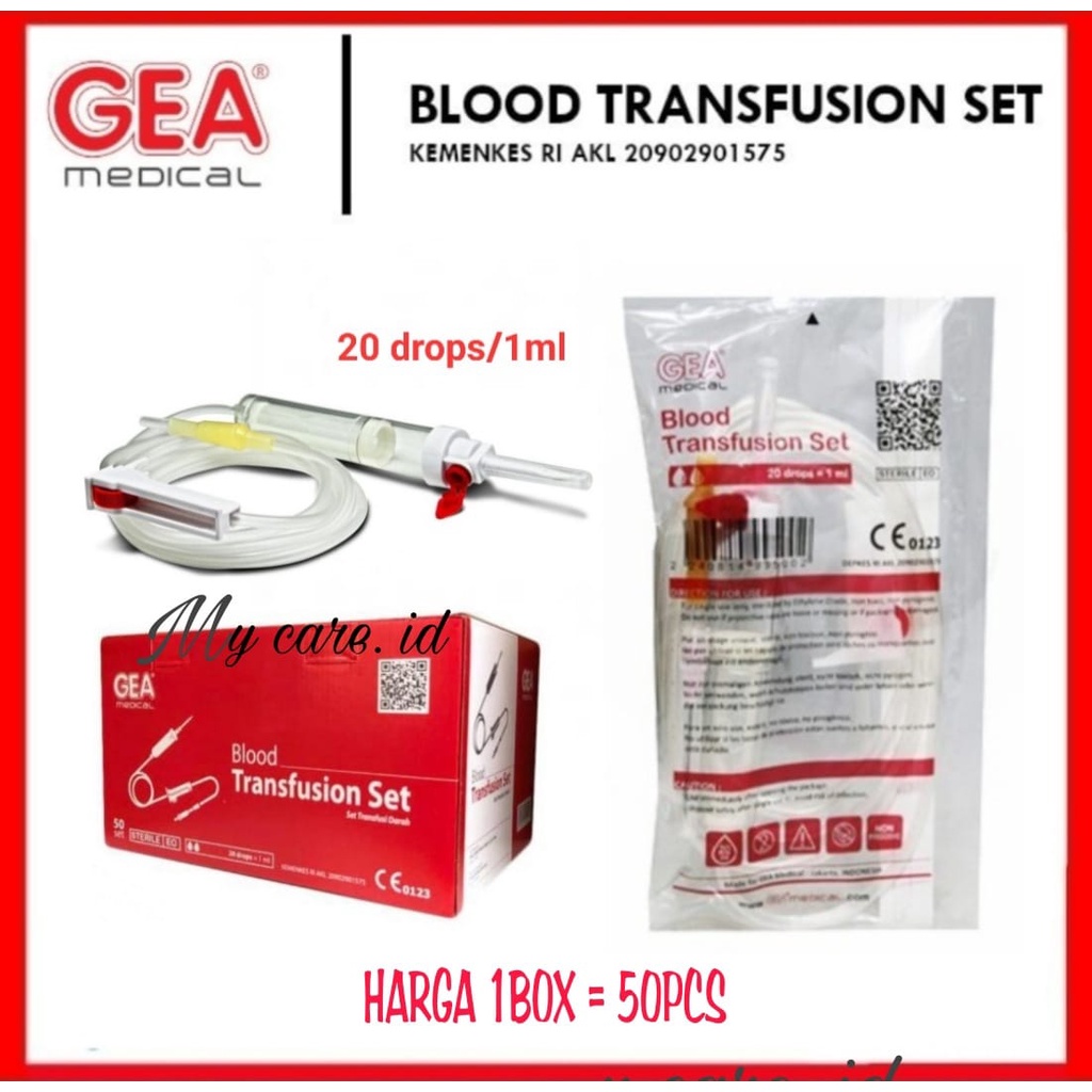 Jual LynCare 1Box - Blood Transfusion Set GEA - Blood Set - Set ...