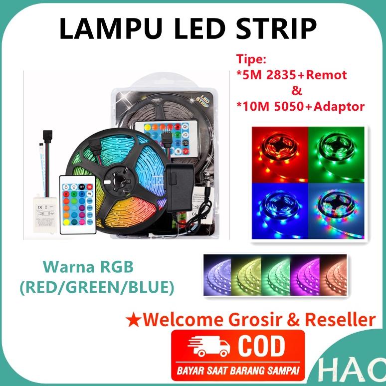 Jual lampu led strip RGB/lampu hias RGB 5M/10M Warna Warni IP44 2835/ ...