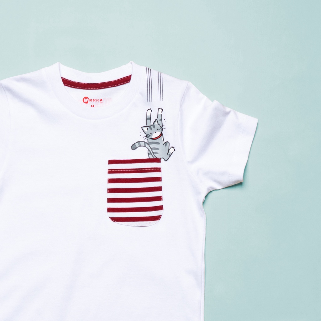 Jual Kaos Anak - Unisex - MOOSCA KIDS - Milo Cat Meow T-Shirt Putih ...