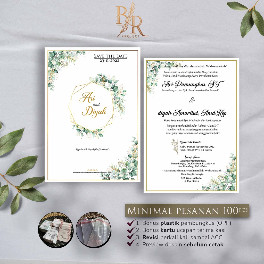 Jual Undangan Pernikahan Uk A5 Simple Elegan | Shopee Indonesia
