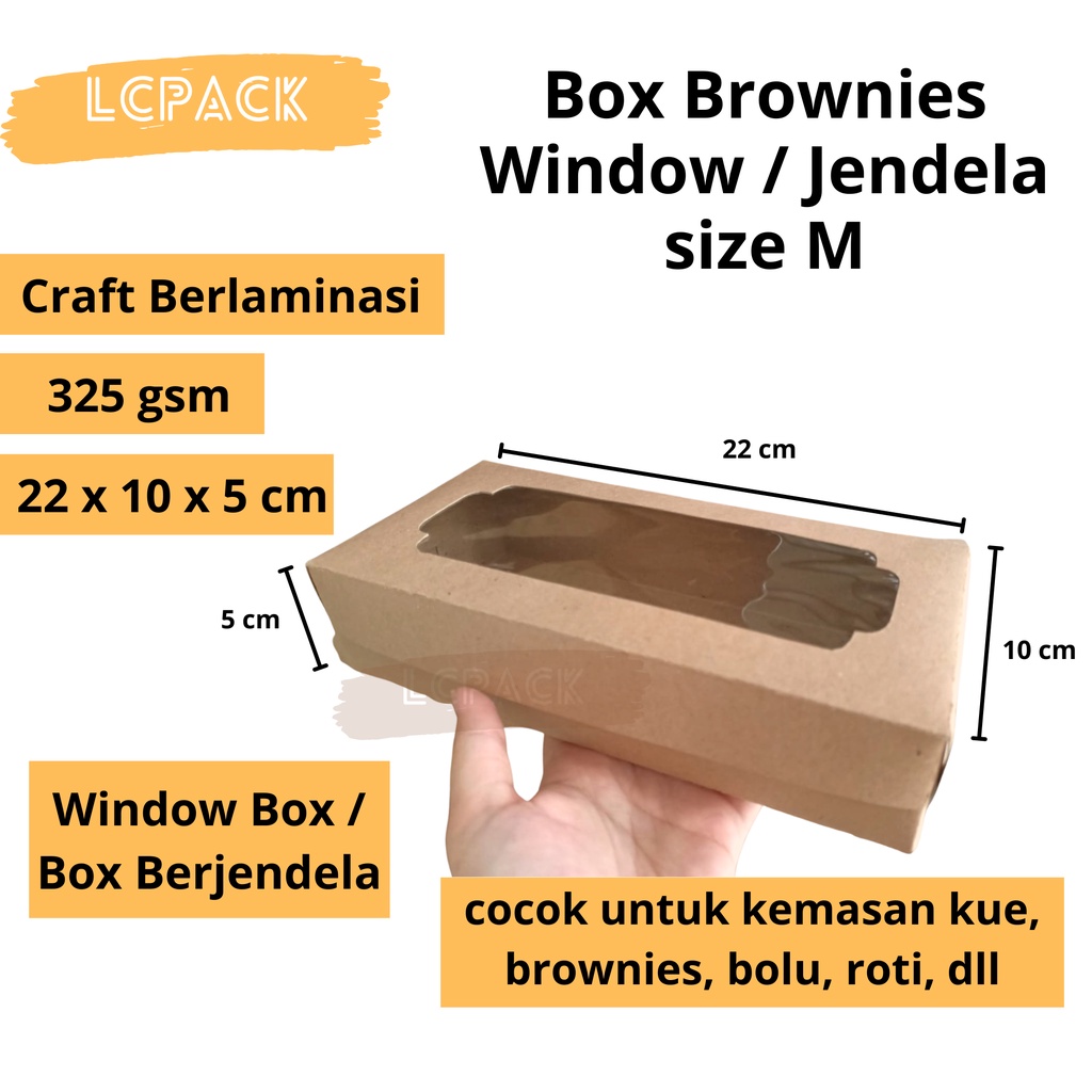 Jual Paper Brownies Box Craft Kraft Window Jendela 22x10x5 cm ...