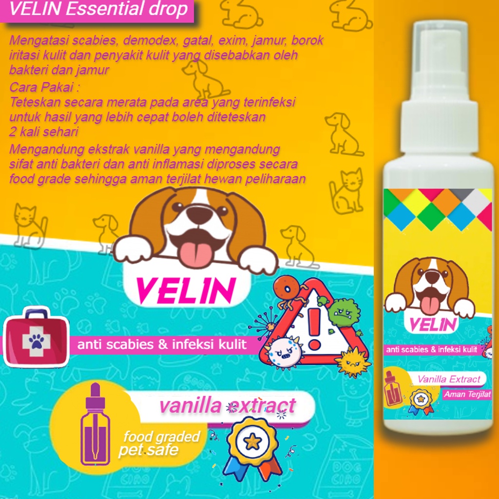 Jual Obat Scabies Gatal Jamur Demodex Kucing Anjing Kelinci VELIN 20 ml ...
