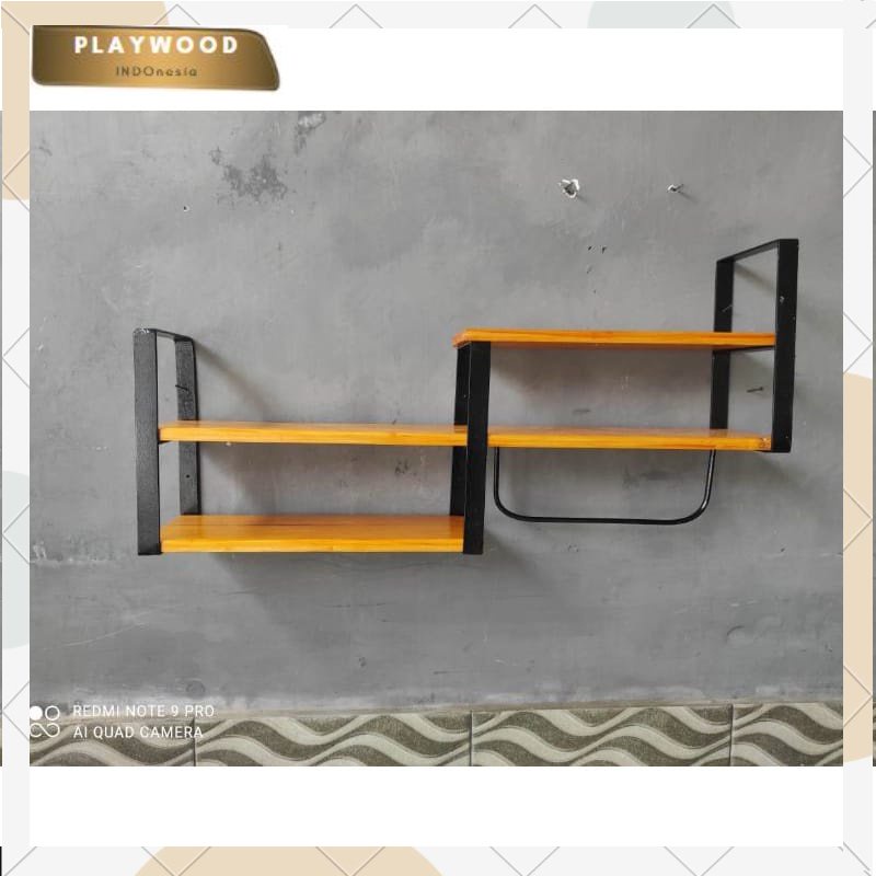 Jual Triple BESAR rak dinding besi dan kayu panjang lebar 20 cm luas ...
