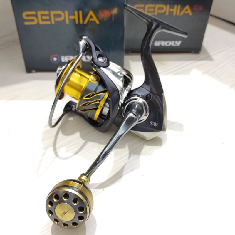 Jual reel iroly sephia sw /carbon /Plus 1000-6000 power handle ( rubber seal ) | Shopee Indonesia