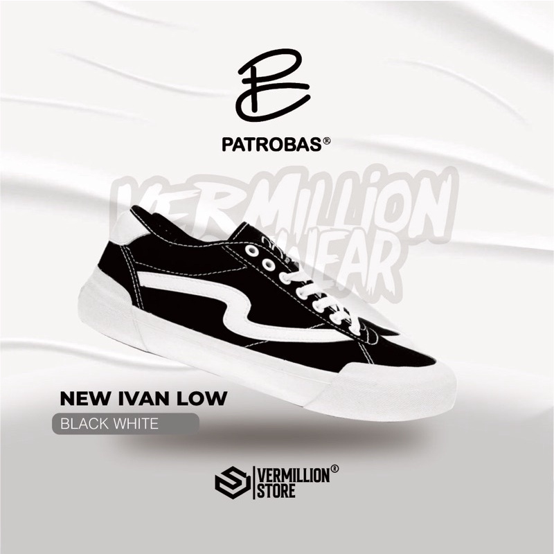 Jual PATROBAS SHOES - IVAN LOW - BLACK WHITE - ORIGINAL | Shopee Indonesia