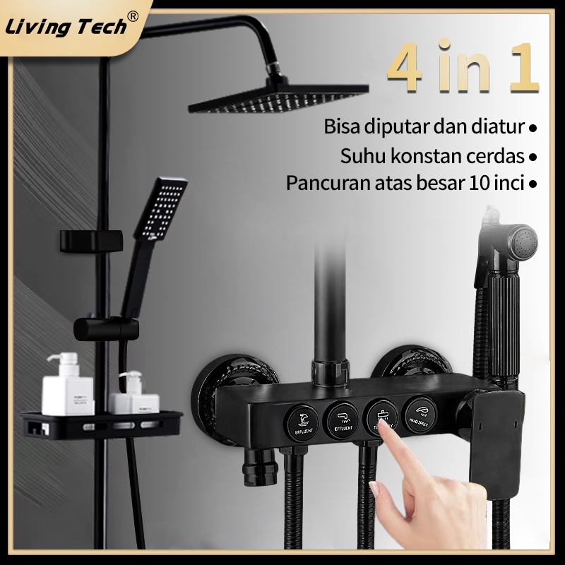 Jual LIVING Shower Dengan Tombol Emas Hitam/Set Shower Lengkap Kamar ...