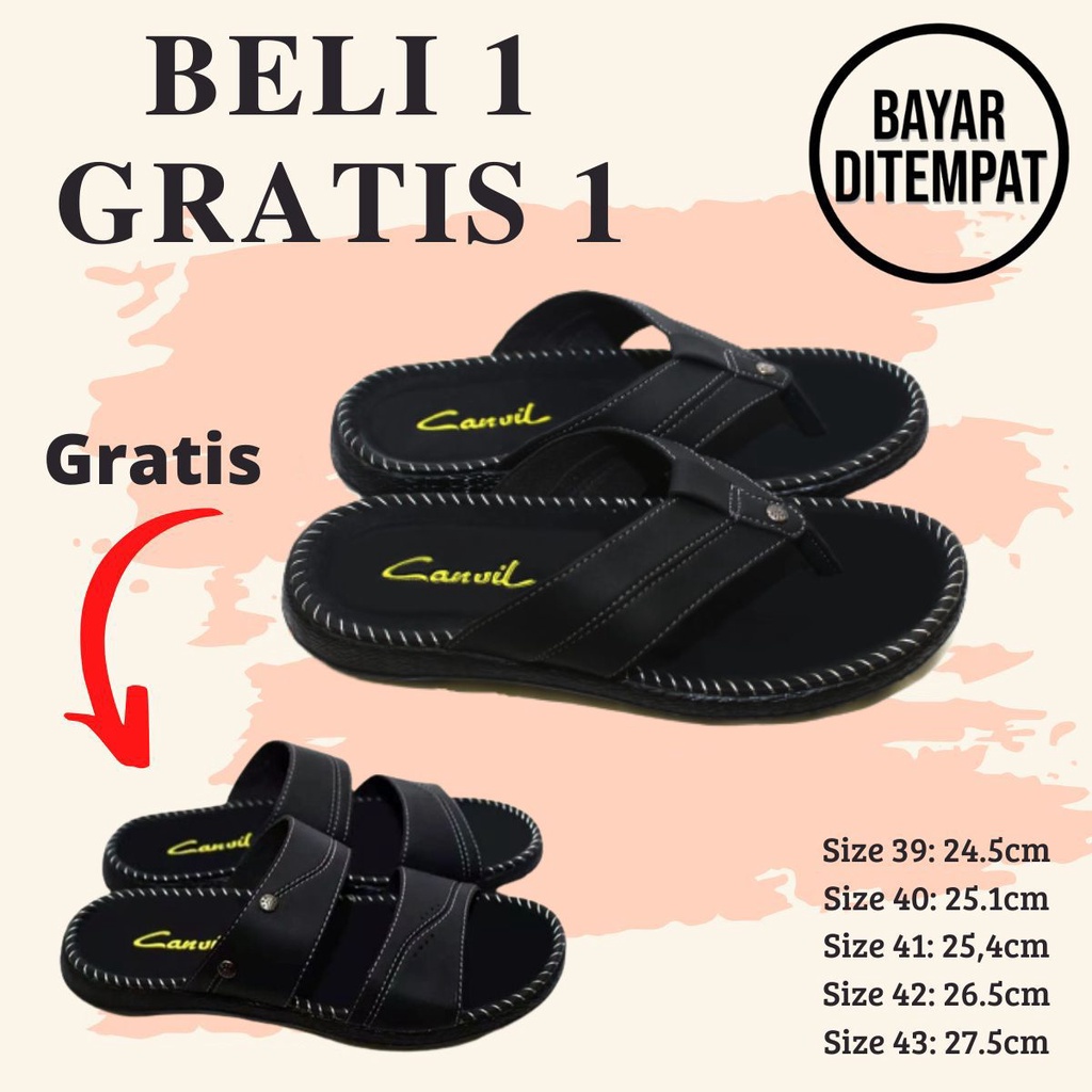 Jual Sandal Pria Kulit ukuran 39 sampai 43 Dewasa BELI 1 GRATIS 1 ...
