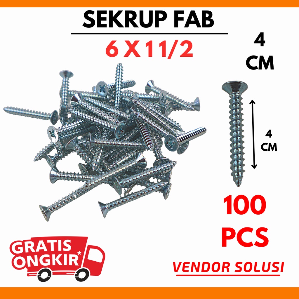 Jual Sekrup FAB 6 x 1 1/2 / 4 cm Sekrup Partisi Furnniture Meja ...