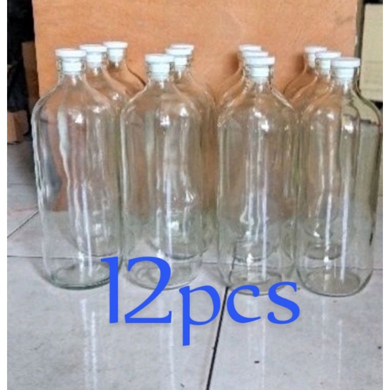 Jual Botol kaca 1000ml 12pcs Botol Bensin ecer Botol jamu Botol kaca ...