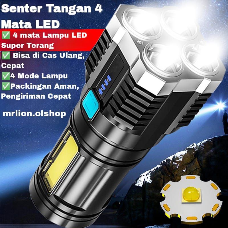 Jual Senter 4 mode jarak jauh senter camping 4 mata lampu senter 4 LED ...