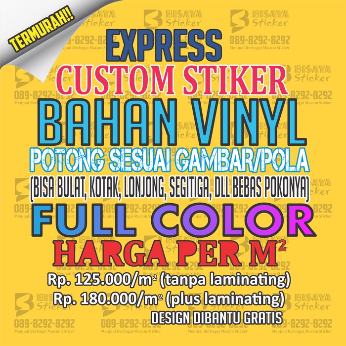 Jual Custom Stiker, Custom Sticker, Potong Sesuai Pola, Bahan VINYL ...