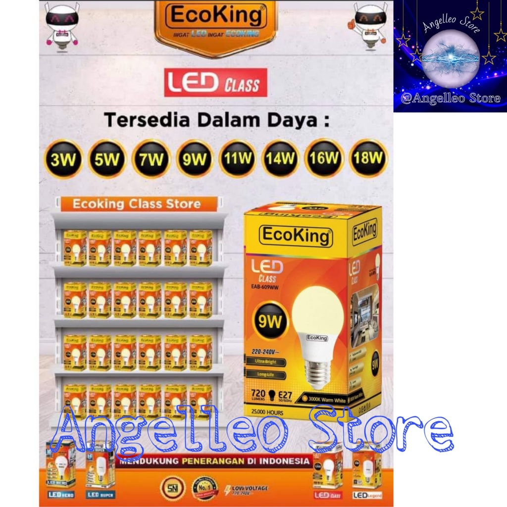 Jual Lampu LED ECOKING~BULB~ECOKING CLASS~9 Watt ( Satuan ) | Shopee ...