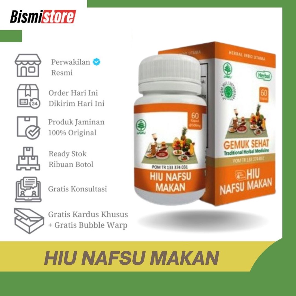 Jual Kapsul Hiu Nafsu Makan Penambah Nafsu Makan isi 60 kapsul | Shopee ...