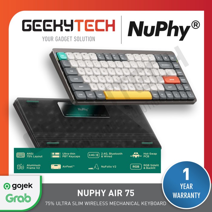 Jual Keyboard Nuphy Air 75 Ultra Slim Wireless Mechanical Keyboard - Garansi Resmi | Shopee ...