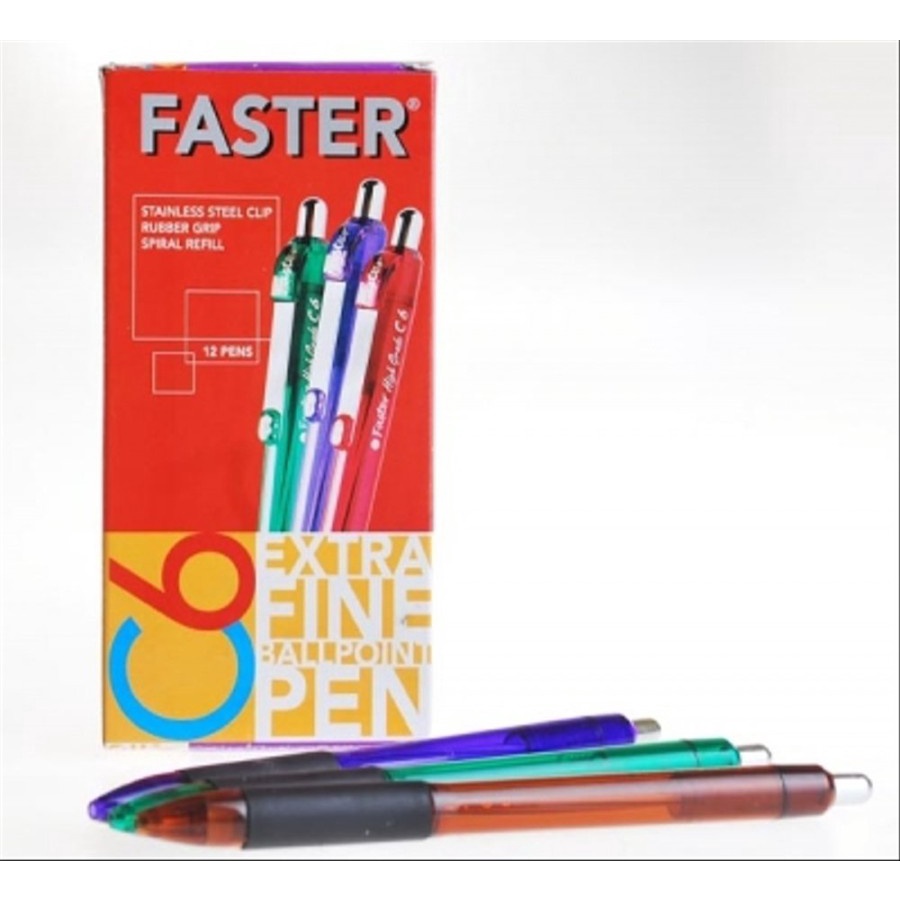 Jual Pulpen / Ballpoint Faster C6 Hitam / Biru " | Shopee Indonesia