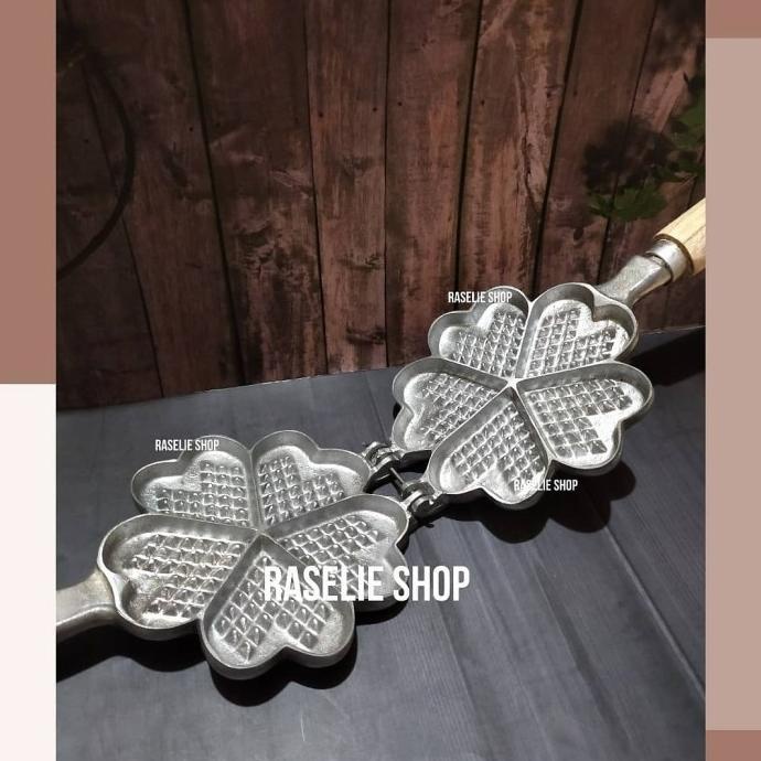 Jual Cetakan Kue Wafel Love Cetakan Bapel Hati Waffle Maker Aluminium ...