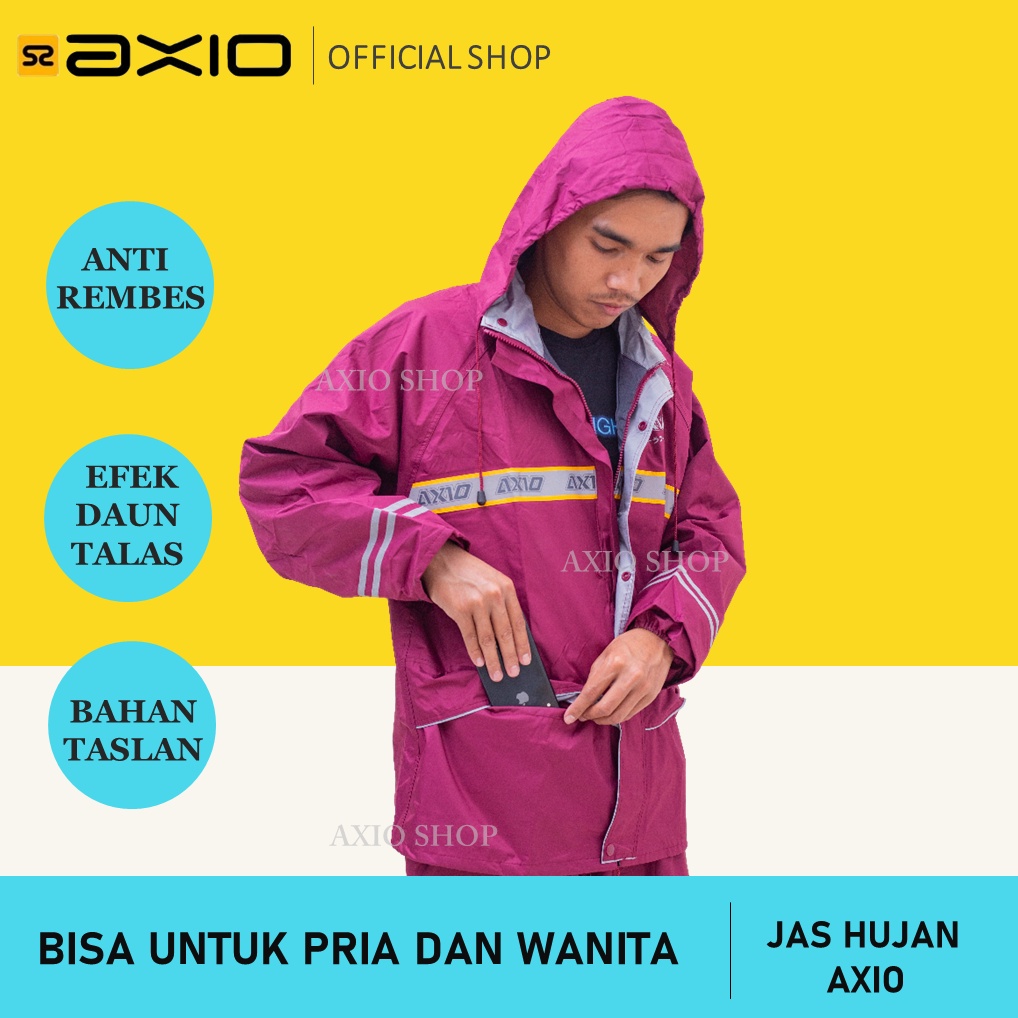 Jual Jas Hujan AXIO Original Bahan Lebih Tebal Anti Bocor Mantel Jas Ujan Axio | Shopee Indonesia