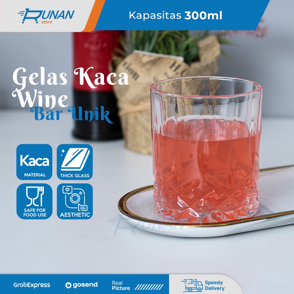 Jual Gelas Wine Glass Whisky 300 ml Gelas Minum Cocktail Unik Beling ...