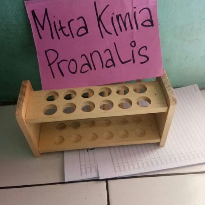 Jual RAK TABUNG KAYU / RAK TABUNG REAKSI KAYU 12 LUBANG DIAMETER 18 MM ...