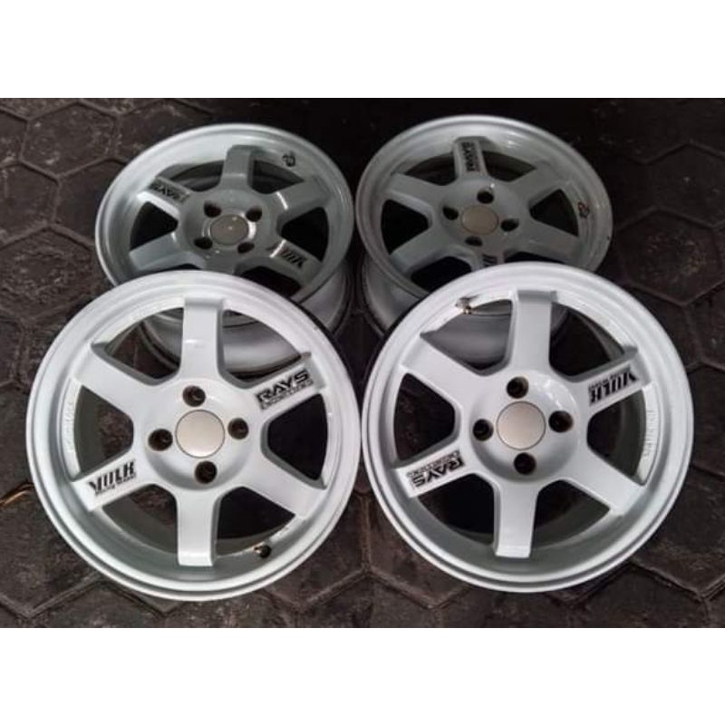 Jual Velg Mobil Bekas Rays Te37 Ring 15x7 Baut 4x100 white Buat Jazz ...