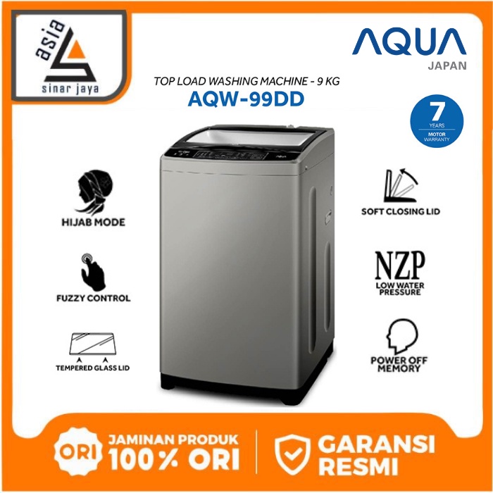 Jual AQUA Japan Mesin Cuci 1 Tabung 9KG AQW-99DD Top Load Hijab Mode ...