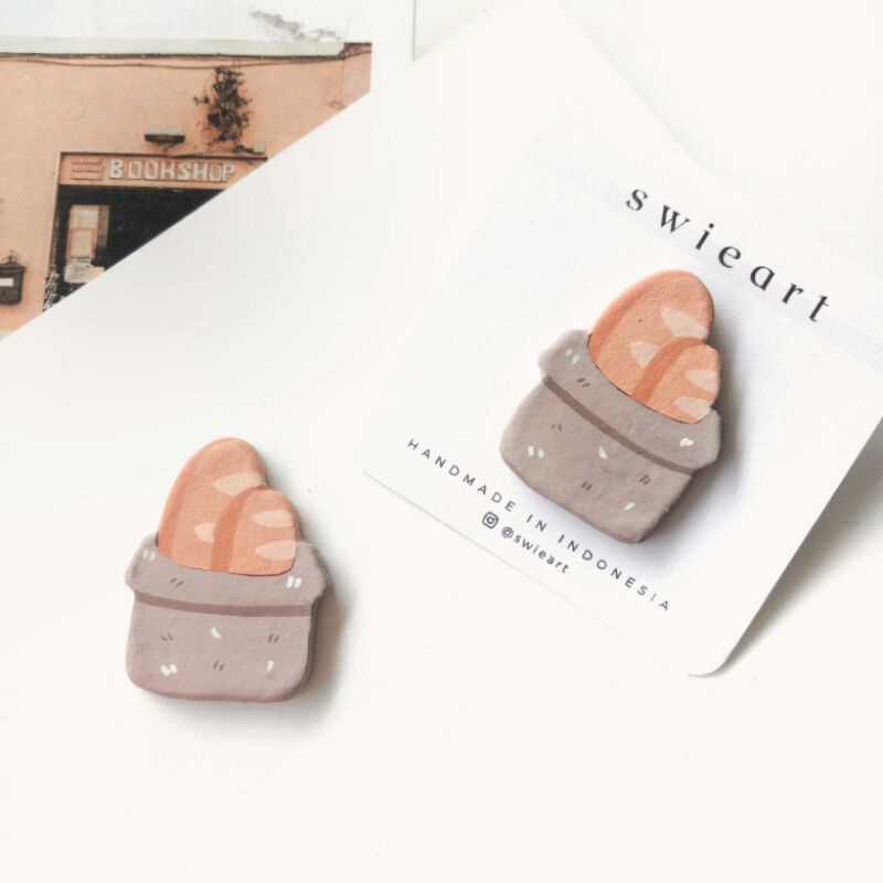 Jual Bakery and Bear Handmade Air Dry Clay Pins with Glossy Finish ...