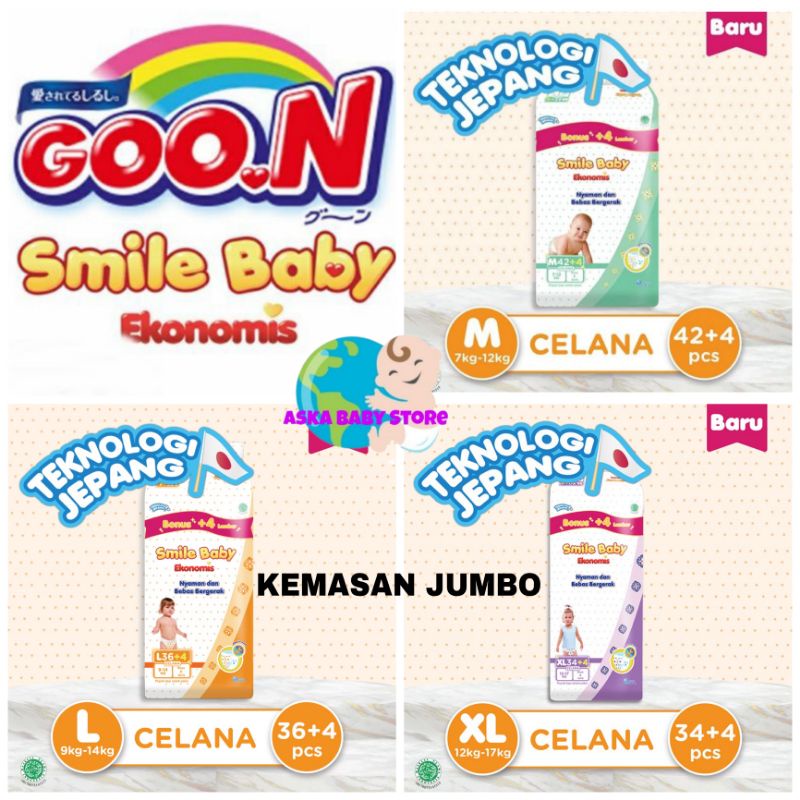 Jual Goon Ekonomis kemasan JUMBO M42+4 / L36+4 / XL34+4 | Shopee Indonesia