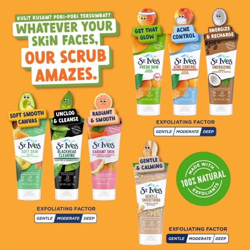 Jual St ives face scrub mask/ St Ives fresh skin apricot scrub share in ...