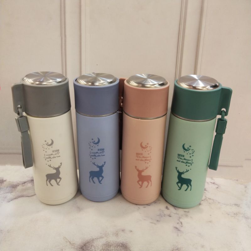 Jual Botol Minum Kaca Motif Rusa / Water Bottle Glass Animal ,500ml ...