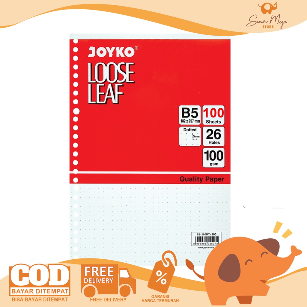 Jual Joyko Loose Leaf B5 (Blank, Grid & Dotted) 100 Sheets/Lembar / Kertas Isi Ulang Binder ...