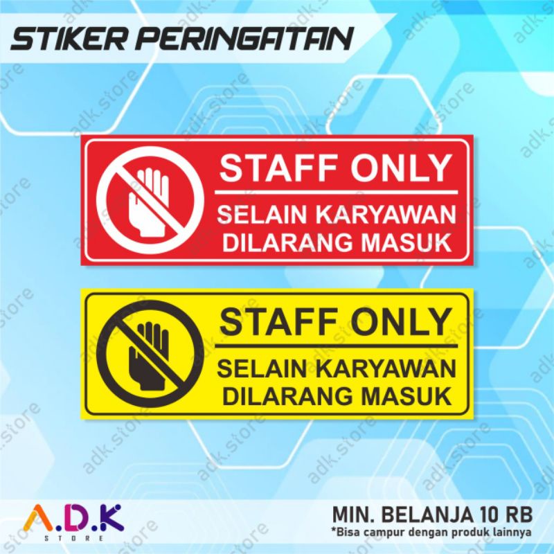 Jual STIKER STAFF ONLY (30×10cm) | Shopee Indonesia