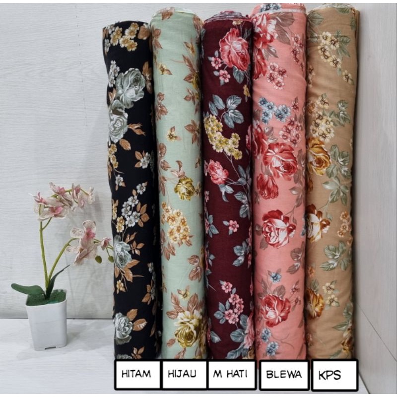 Jual Kain Rayon Motif Big Rose (Harga per 0 5m) | Shopee Indonesia