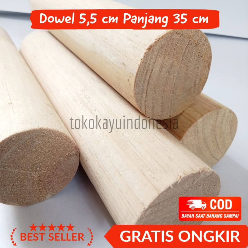 Jual Dowel Diameter 5,5 cm Panjang 35 cm Dekorasi Rumah Untuk Kerajinan ...