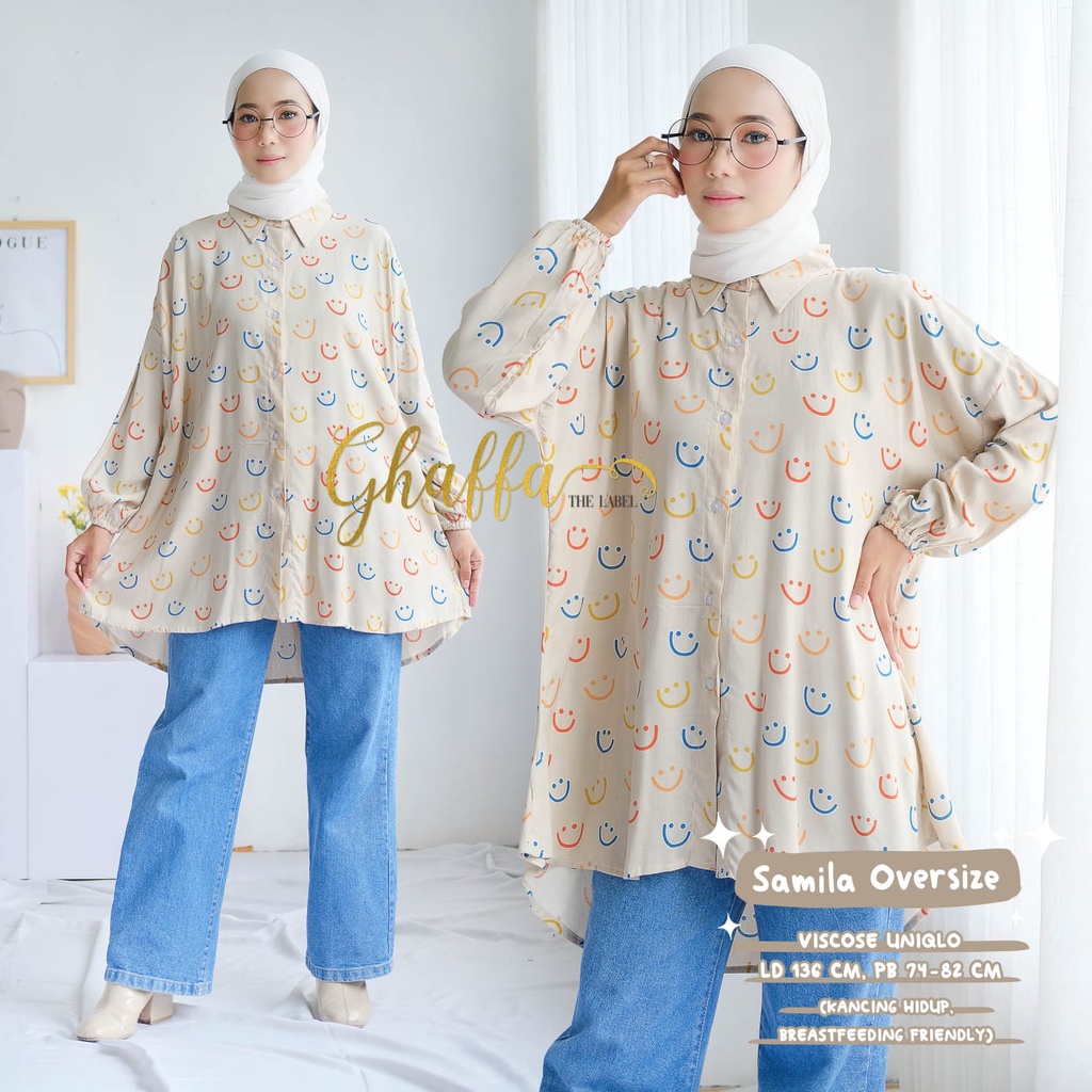 Jual Baju Atasan Oversize Wanita Lengan Panjang Blouse Korean Style ...