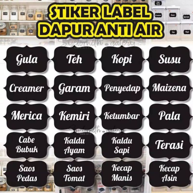 Jual A1 Stiker bumbu dapur Nama nama bumbu dapur Label nama bumbu Label ...