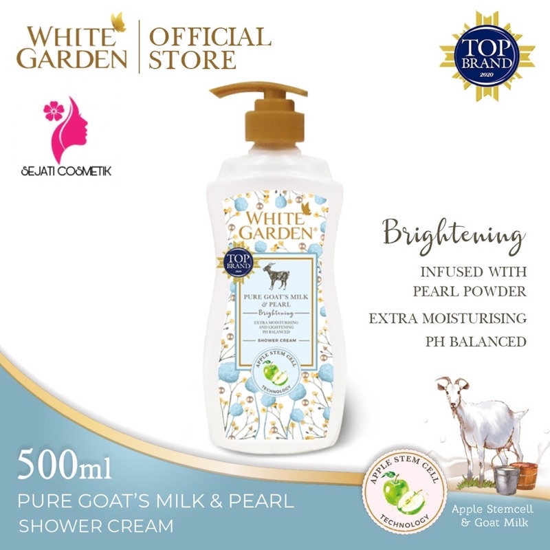 Jual White Garden Shower Cream Pure Goat's Milk & Pearl 500ml Sabun ...