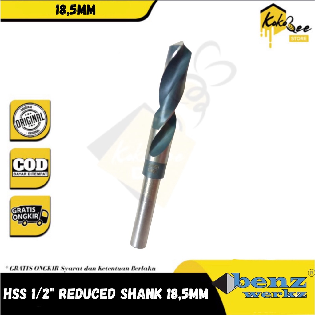 Jual Mata bor besi HSS shank 1/2" - Reduced shank 18,5 mm besi kayu plastik / Mata bor besi HSS ...