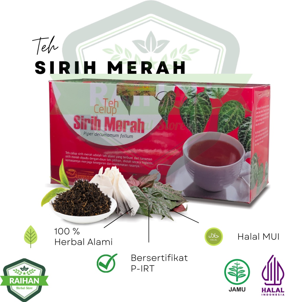 Jual Teh Daun Sirih Merah Tazakka Original Halal Isi 20 Kantung Celup ...