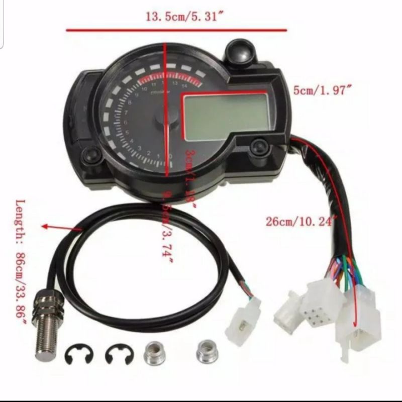 Jual LCD Speedometer Digital Tachometer Meter 15000 Koso RX2N | Shopee Indonesia