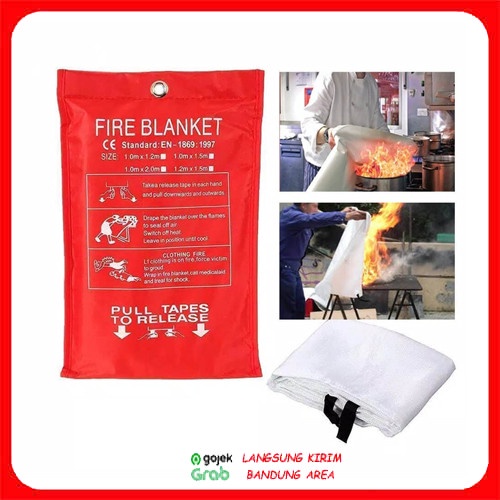 Jual Kain Pemadam Api Fiberglass Fire Blanket Flame Shelter Cover ...