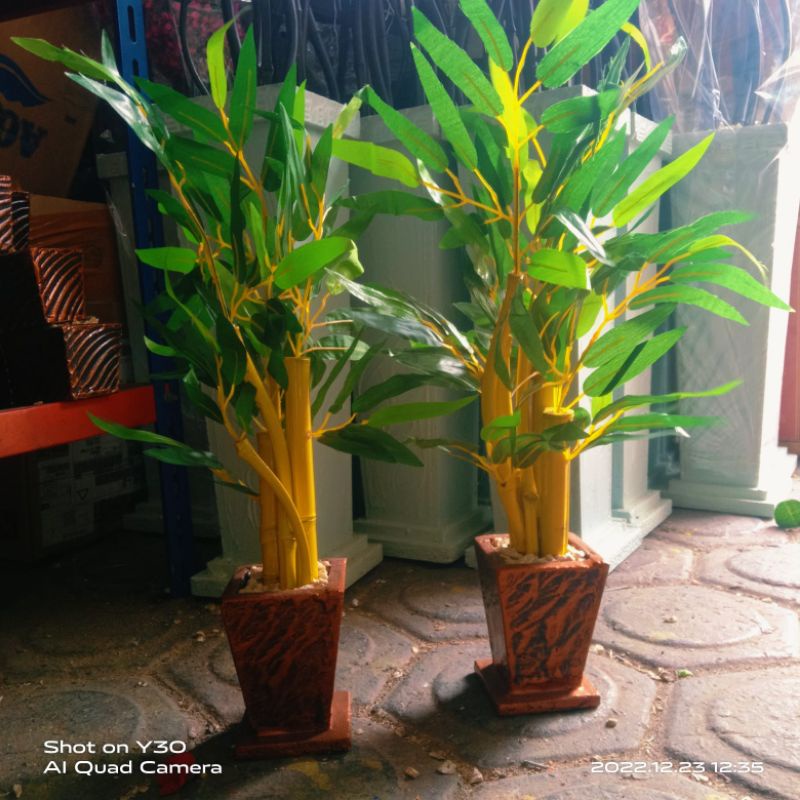Jual TINGGI 40 CM BAMBU KUNING+POT // BAMBU KUNING ARTIFICIAL DEKORASI ...