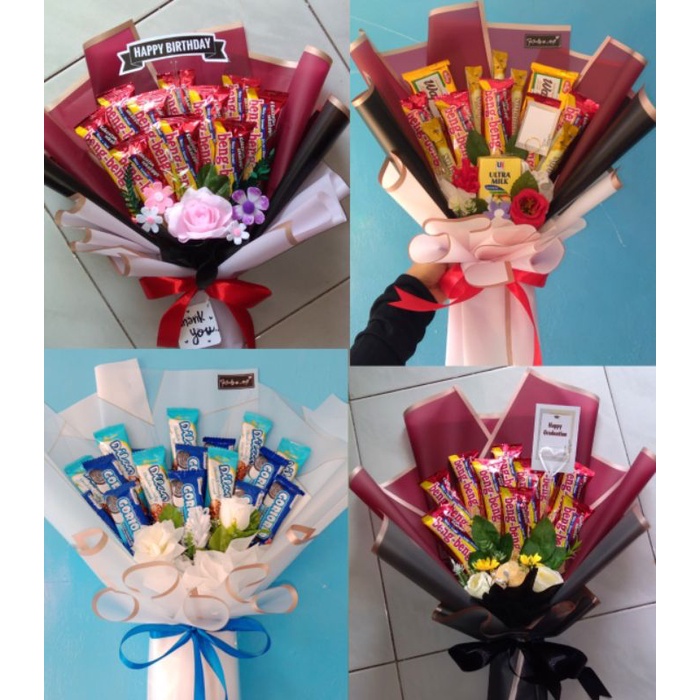 Jual Kertas Cello Buket snack Beng-Beng isi 10 + Bunga (Bisa request ...