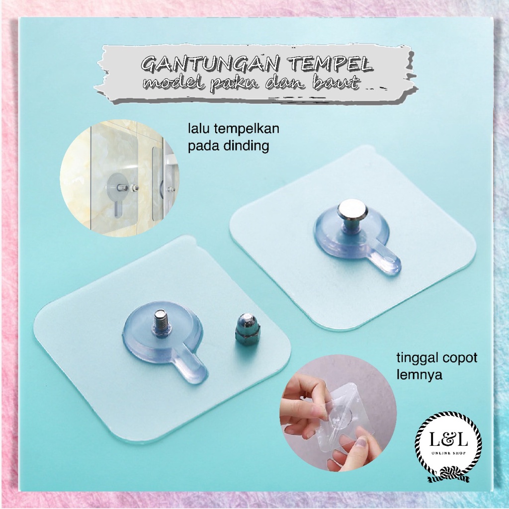 Jual Tempelan Gantungan Dinding Baut dan Paku Gantungan Hook Tempel ...