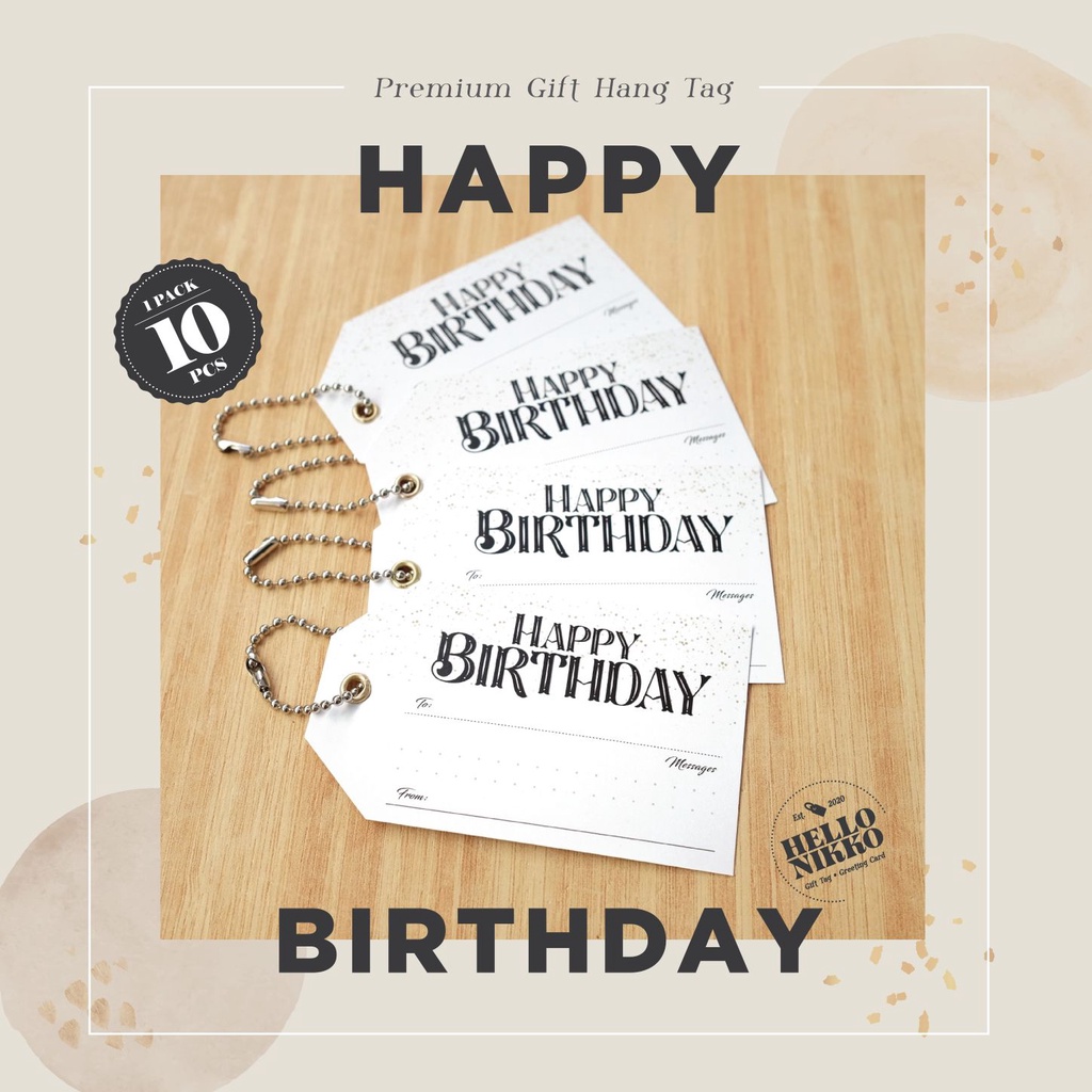 Jual Happy birthday white gift tag - Hang tag kartu ucapan kado sticker ...