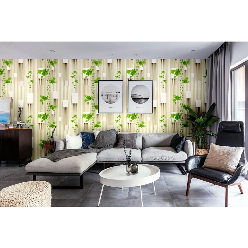 Jual Wallpaper Dinding Stiker Wallpper Ruang Tamu Bunga Daun Rambat 7ms ...