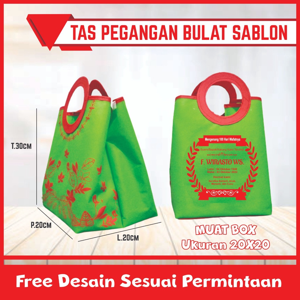 Jual TAS BERKAT HAJATAN / TAS 4 BULANAN MODEL PEGANGAN BULAT SABLON ...