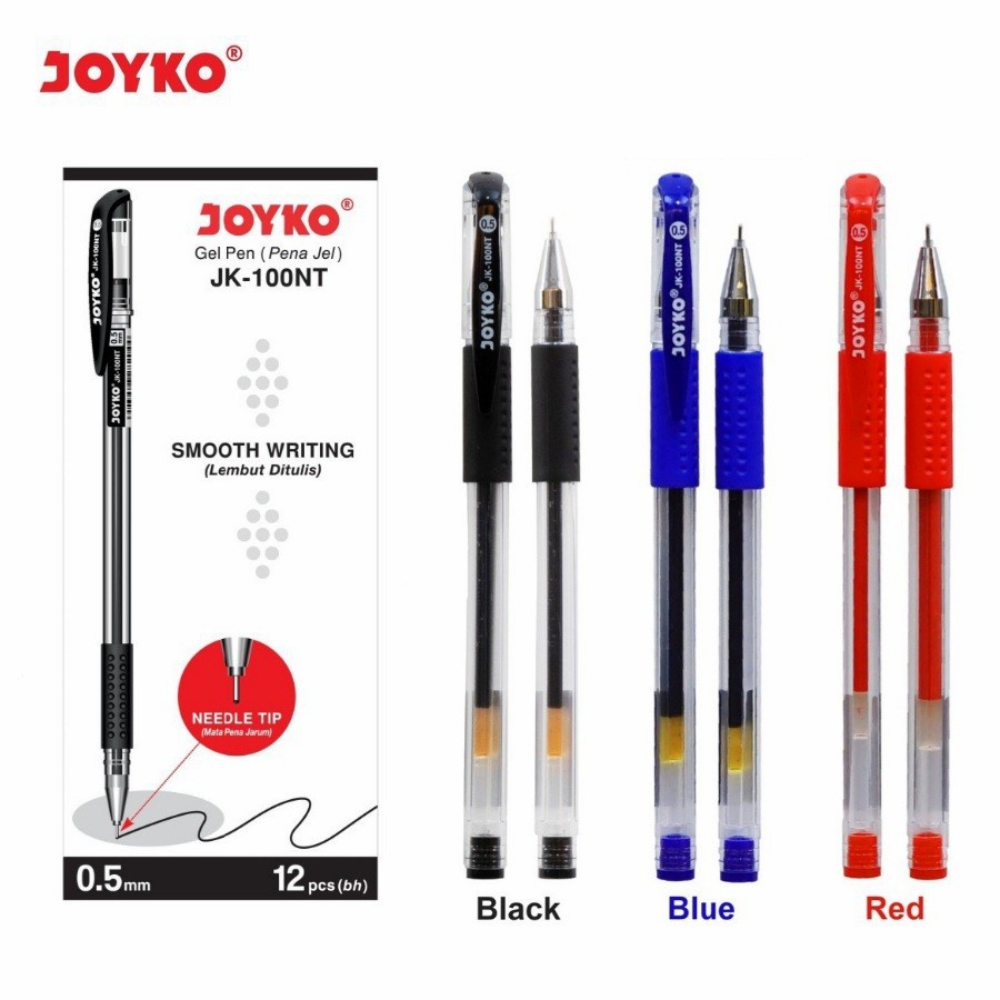 Jual [1 LSN / 12 PCS] Gel Pen Pulpen Pena Joyko JK-100NT 0.5 mm | Shopee Indonesia